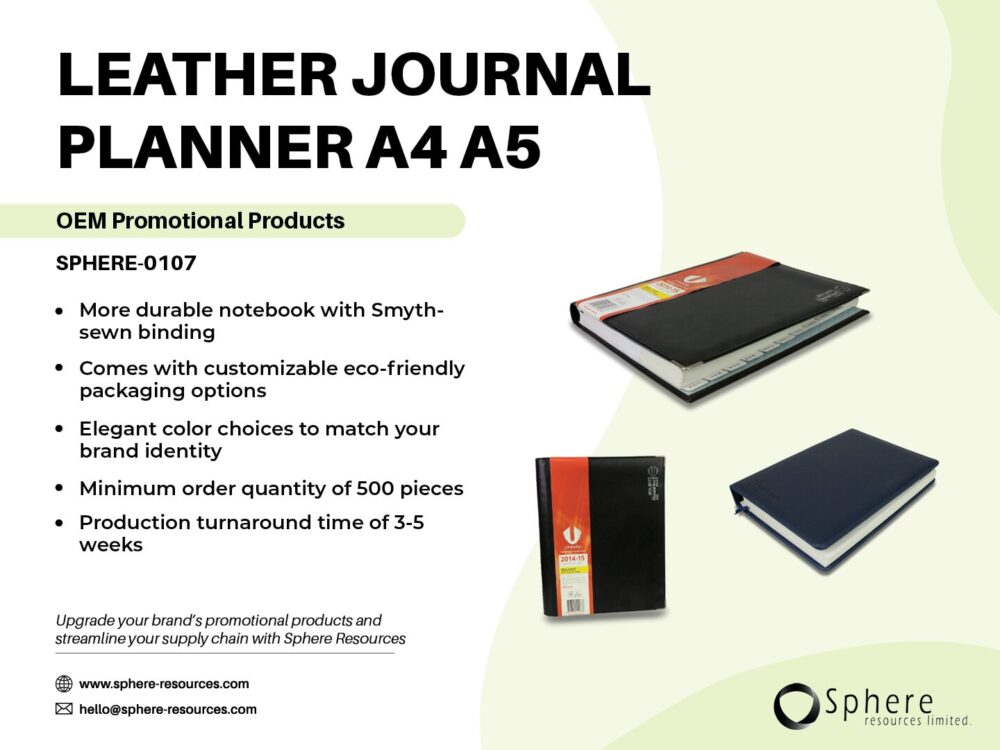 Custom A4/A5 PU Leather Journal Planner | Sphere Resources